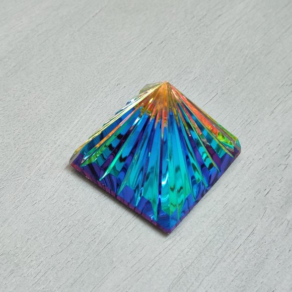 Office | Crystal Fluted Peacock Rainbow Paperweight | Poshmark
